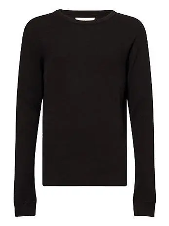 AUSTIN POST Thermal Crewneck Cotton Top - Black