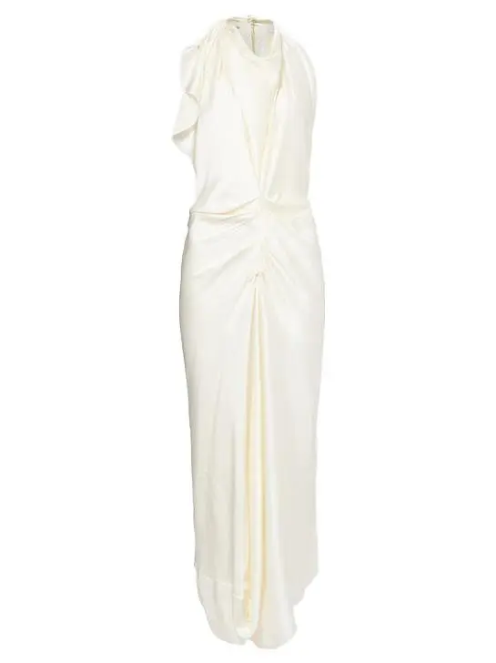 Victoria Beckham Satin Backless Midi Dress - Ivory