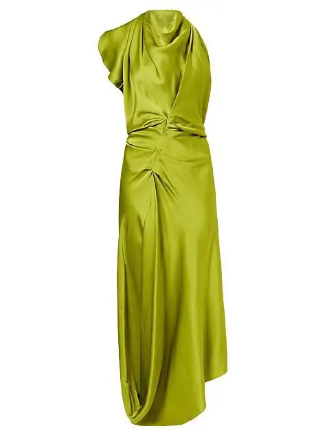 Victoria Beckham Satin Backless Midi Dress - Parakeet