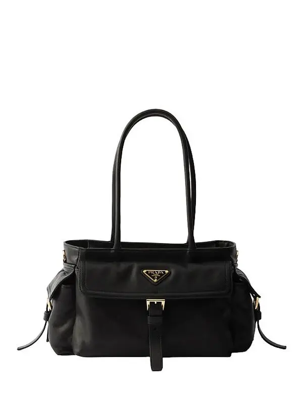 Prada Medium Leather Tote Bag - Black