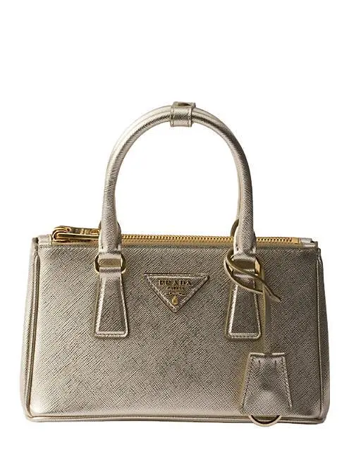 Prada Galleria Medium Saffiano-leather Tote Bag - Gold/silver