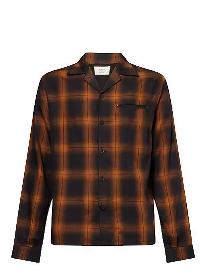 AUSTIN POST Open Collar Plaid Woven Shirt - Black Ombre