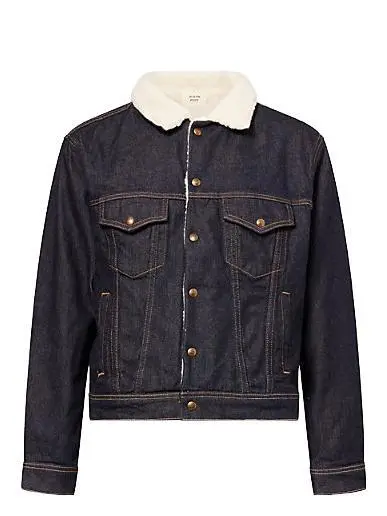 AUSTIN POST Sherpa Topstitch-detailing Denim Jacket - Rinse