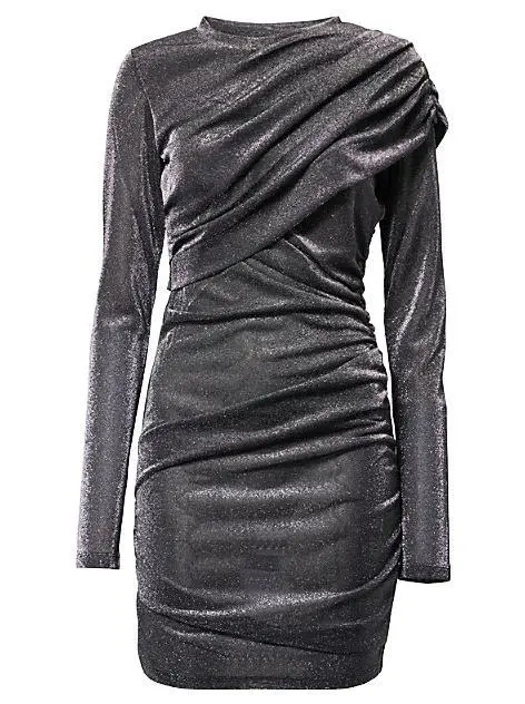 Isabel Marant Draped Woven Mini Dress - Gun Metal