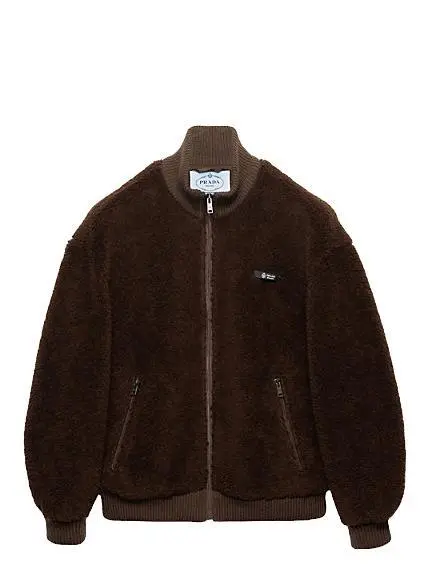 Prada Funnel-neck Fleece Jacket - Brown