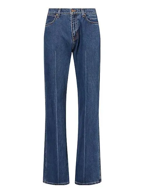 AUSTIN POST Pressed-crease Wide-leg Denim Jeans - Medium Wash