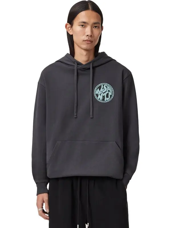 ALLSAINTS Distortion Graphic Hoodie - Black/blue