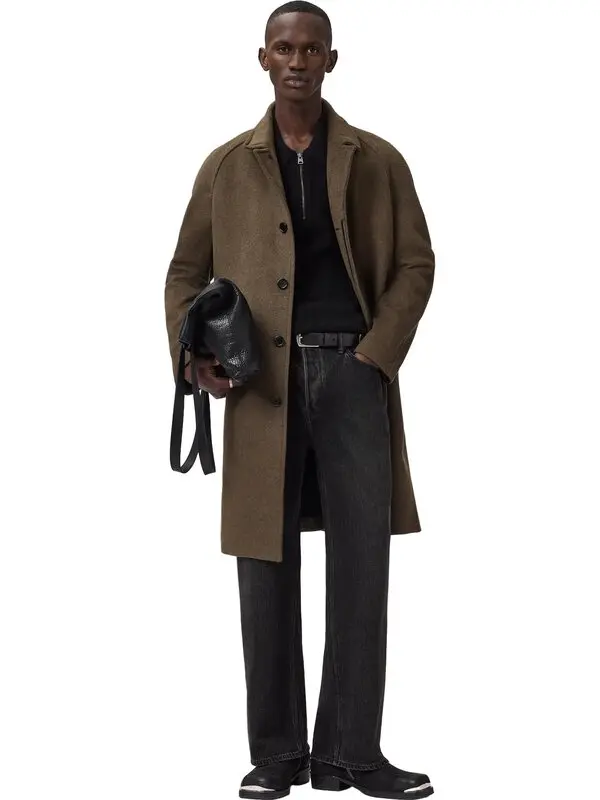 ALLSAINTS Trent Wool Tailored Overcoat - Log Brown