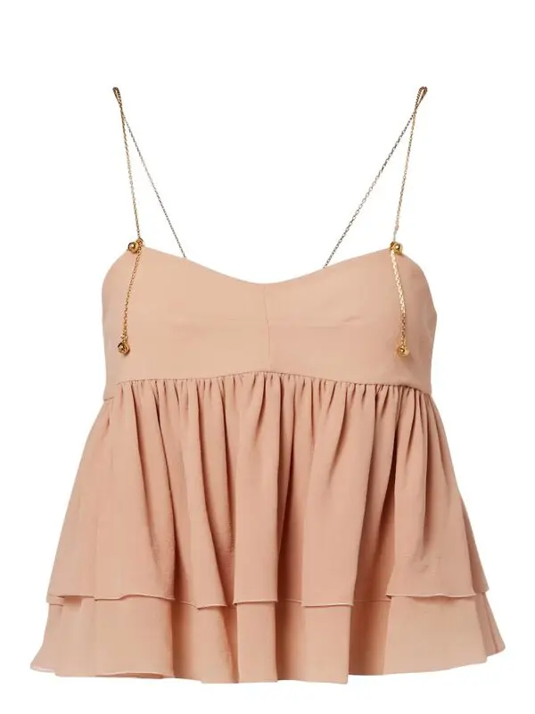 Chloé Gathered Silk Top - Pink