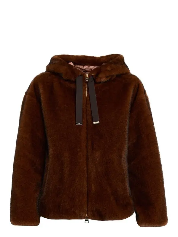 Herno Melange Alternative Fur Jacket With Hood - 8800 Marro