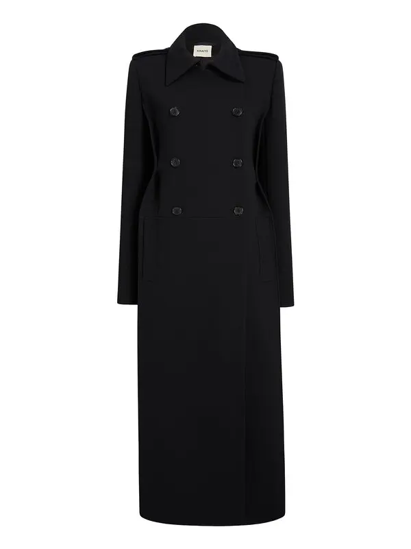 Khaite Alton Long Trench Coat - Black