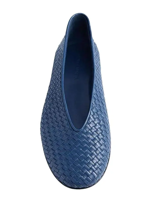 Bottega Veneta Woven Nappa Leather Ballerina Flats - Blue