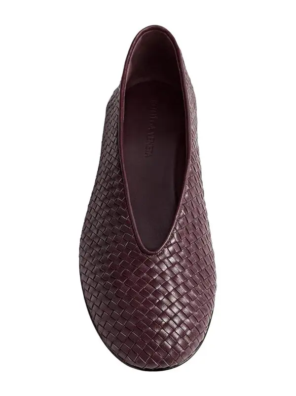 Bottega Veneta Woven Nappa Leather Ballerina Flats - Deep Red