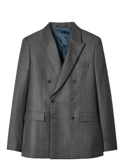 Paul Smith Check Wool Double-breasted Blazer - Grey