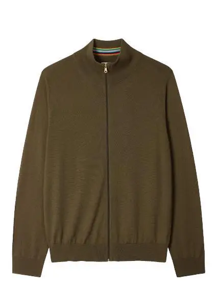 Paul Smith Merino Wool Full-zip Cardigan - Brown