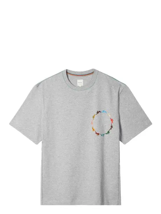 Paul Smith T-shirt With Multicolour Rabbit Embroidery - Grey