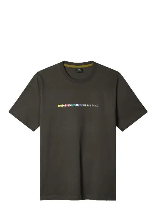 Paul Smith Dark 'bike Chain' Print T-shirt - Grey