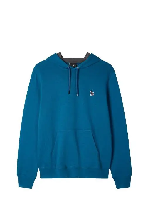 Paul Smith Regular-fit 'zebra' Organic Cotton Hoodie - Blue