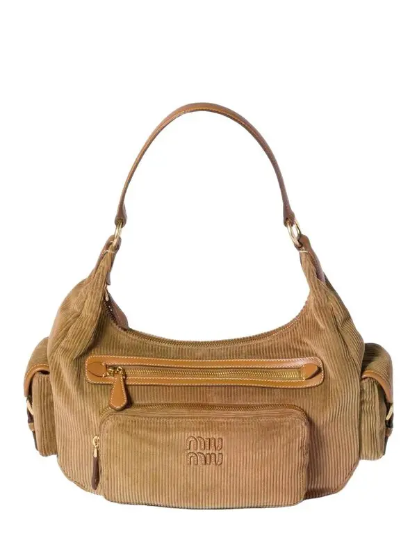 Miu Miu Corduroy Shoulder Bag - Brown