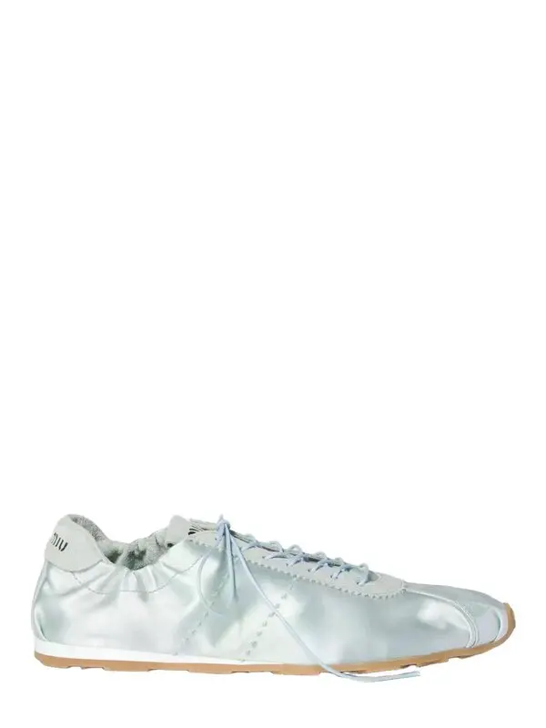 Miu Miu Plume Satin Lace-up Sneakers - Blue