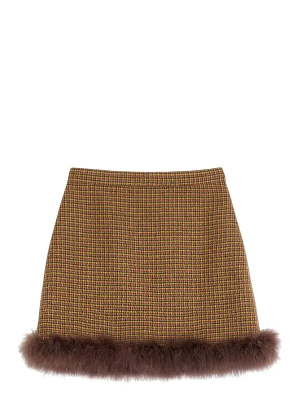 Valentino Garavani Wool Check Mini Skirt - Brown