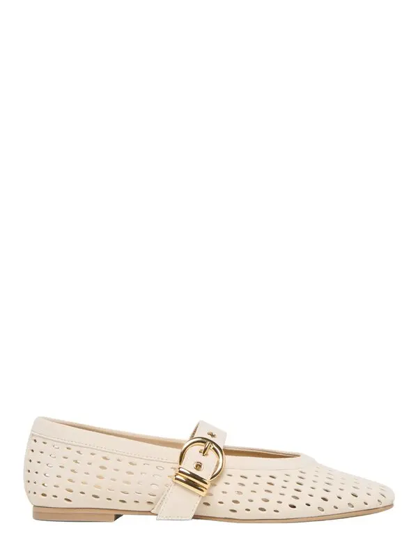 DOLCEVITA Mikel Ballet Flats - Creme Perforated Suede