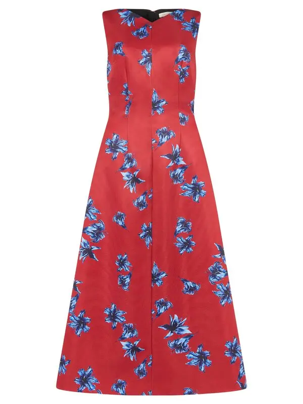 EMILIA WICKSTEAD Octavie Floral Taffeta Faille Dress - Blue