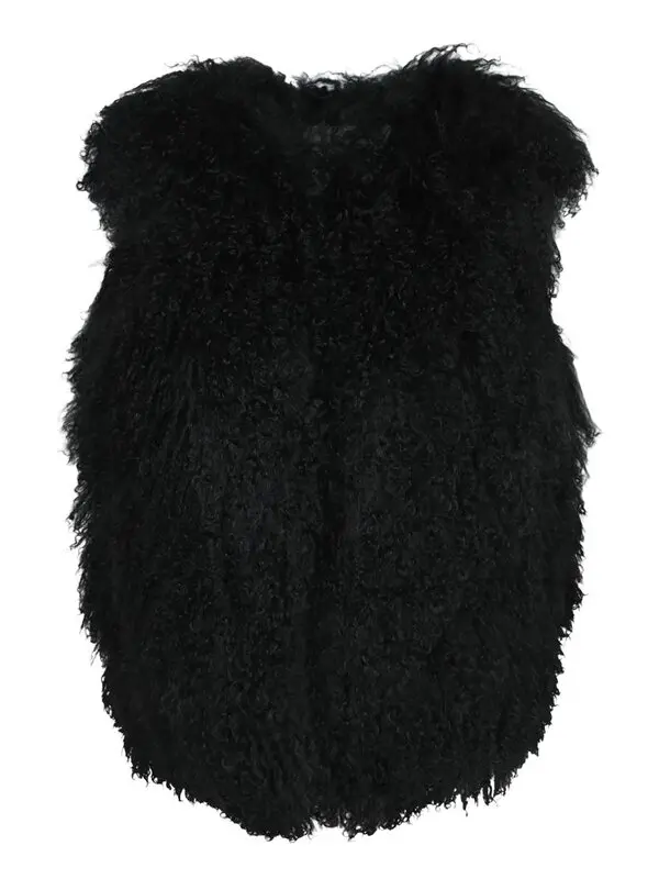 YVES SALOMON Sleeveless Fur Vest - Black