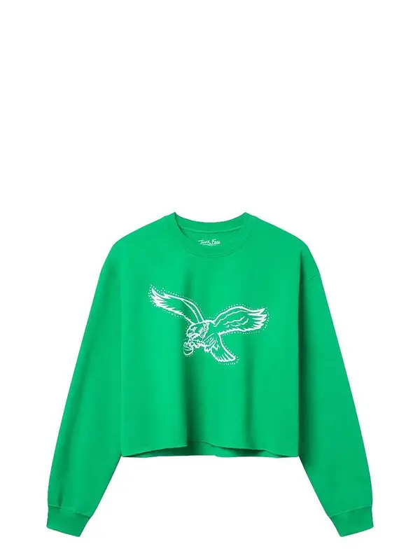 Junk Food Clothing Nfl Philadelphia Eagles Bling Flea Market Crop Fleece - Kelly