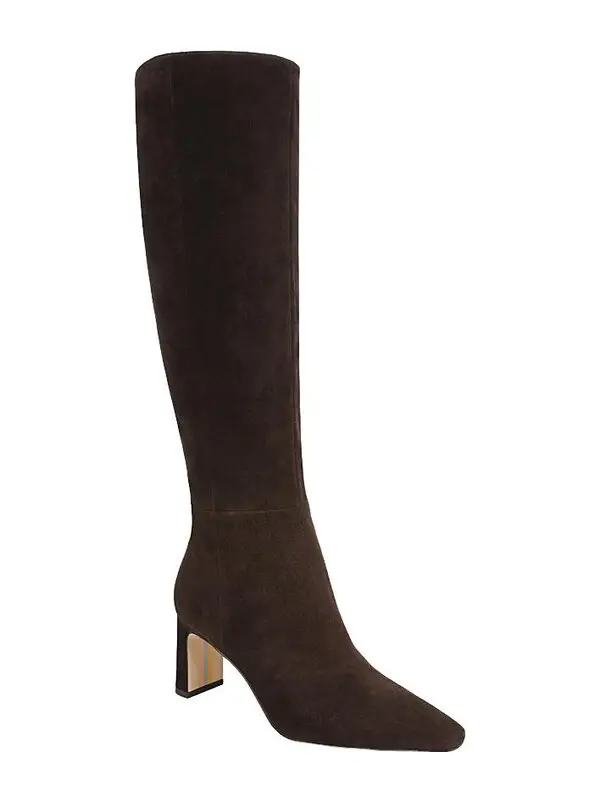 Sam Edelman Sylvia Extra Wide Calf Pointed Toe High Heel Boots - Chocolate