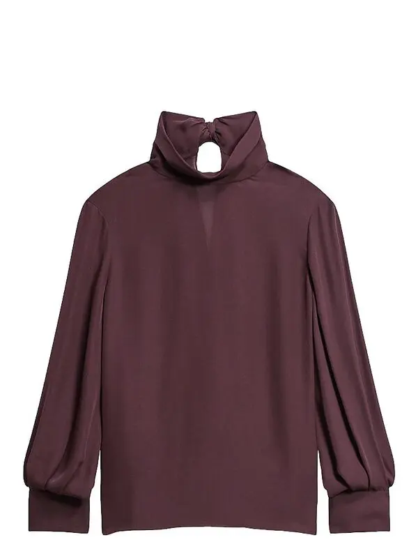 Theory Silk Blouson Sleeve Top - Deep Plum