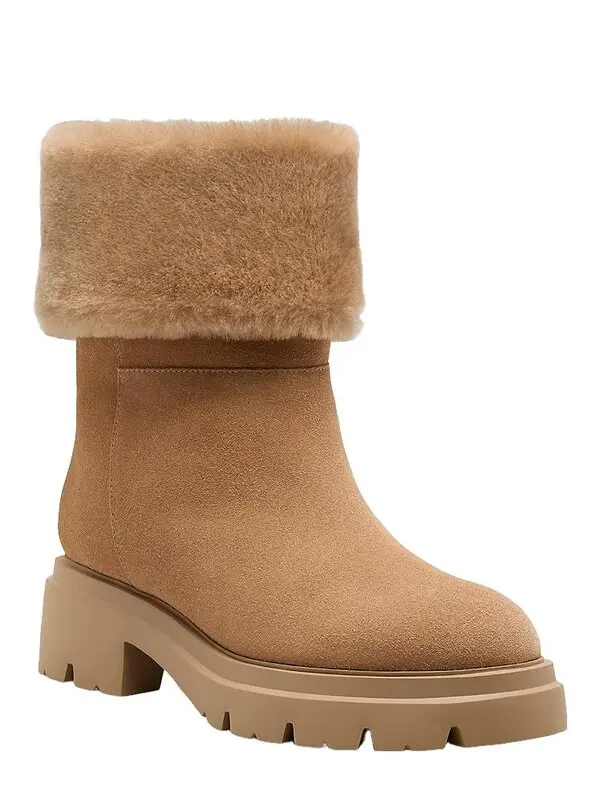 STUART WEITZMAN Hudson Shearling Booties - New Camel