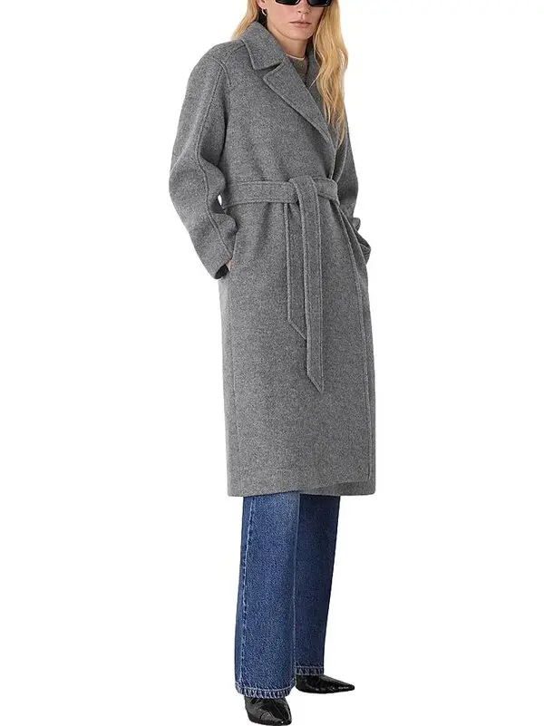 Whistles Long Belted Wool Coat - Grey