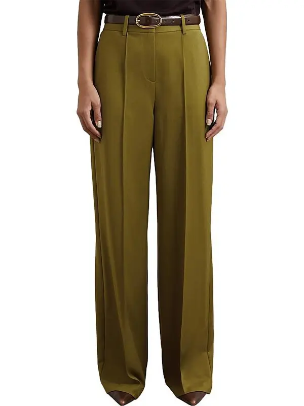 REISS Luisa Wide Leg Trousers - Green