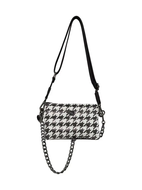 THINK ROYLN Fame Houndstooth Convertible Bag - Houndstooth Black/black Web Gunmental Hardware