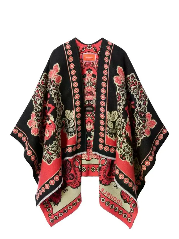 La DoubleJ Soul Floral-print Poncho - Black