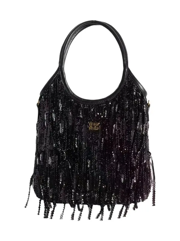 Miu Miu Mini Sequin-embellished Tote Bag - Black