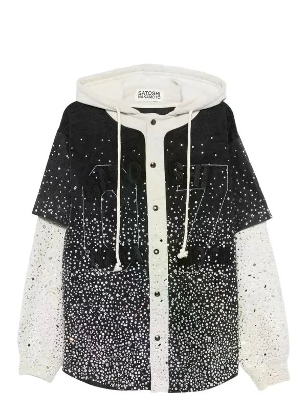 SATOSHI NAKAMOTO Embellished Long-sleeve Hoodie - Black