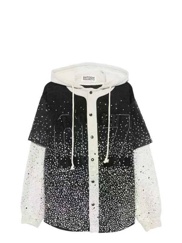 SATOSHI NAKAMOTO Embellished Long-sleeve Hoodie - Black
