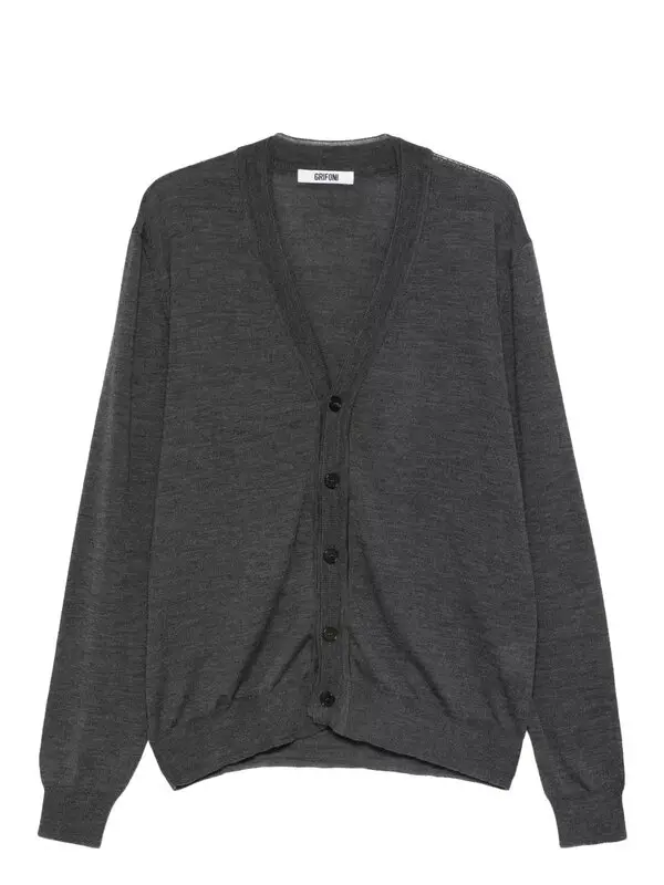 GRIFONI Buttoned V-neck Cardigan - Grey