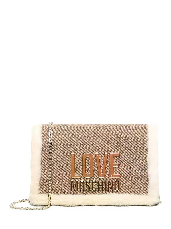 Moschino Logo Plaque Shoulder Bag - Neutrals