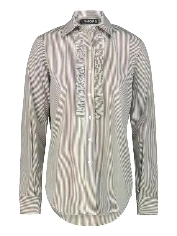DRHOPE Striped Ruffled Shirt - Neutrals