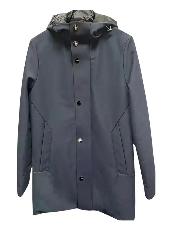 HESKIMO Button-fastening Hooded Coat - Blue