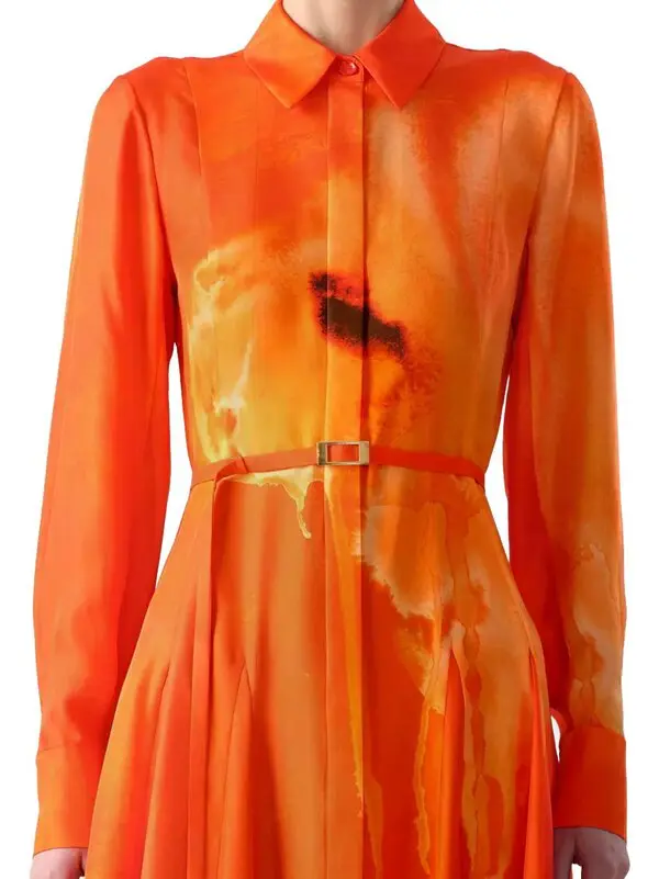 JASON WU Floral-print Midi Shirt Dress - Orange