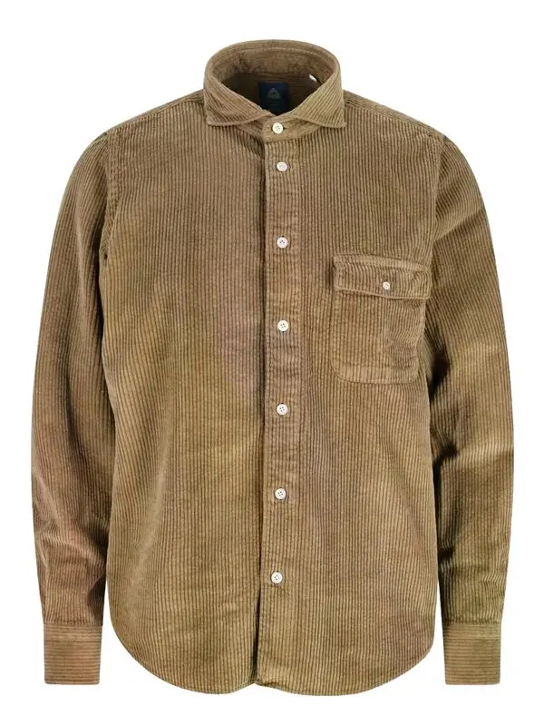 FINAMORE 1925 Salina Corduroy Pocket Shirt - Brown