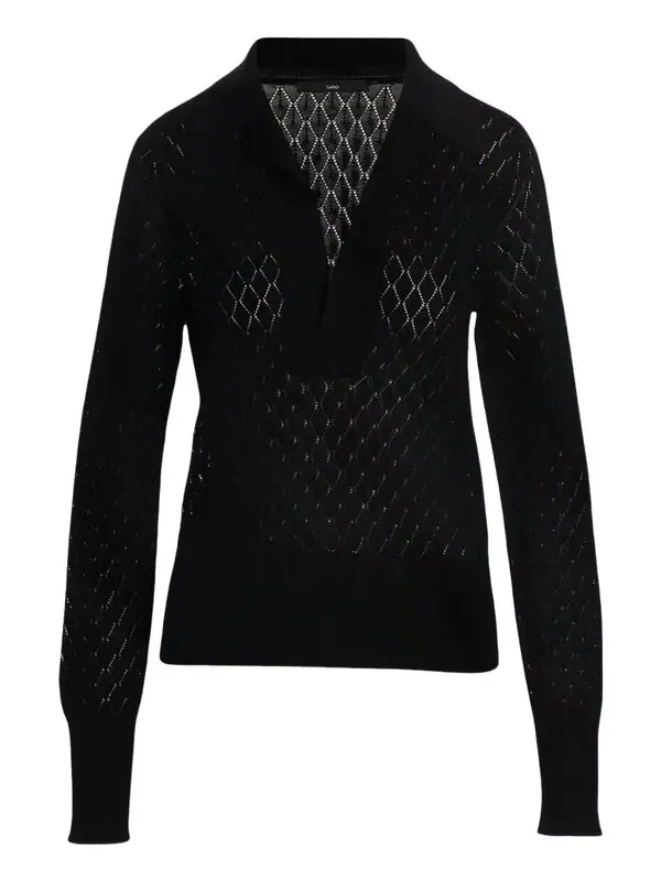 SAPIO Diamond-pointelle Sweater - Black