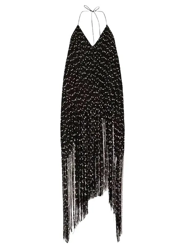 Jacquemus Riviera Halter-neck Fringe Dress - Black