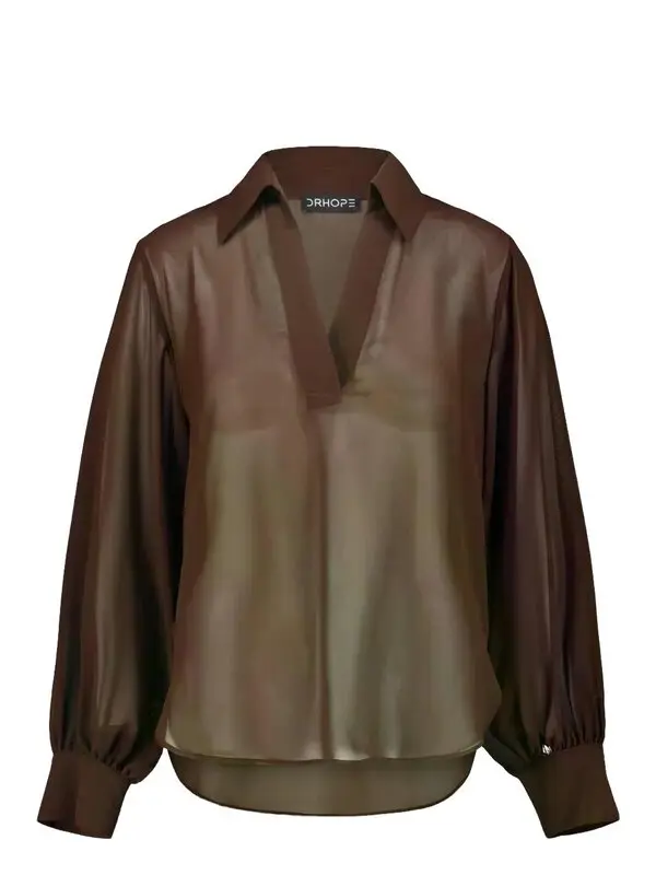 DRHOPE Long-sleeved Blouse - Brown