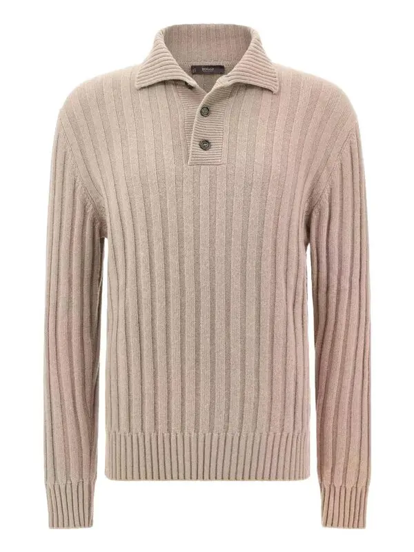 Boggi Milano Knitted Polo-neck Pullover - Neutrals