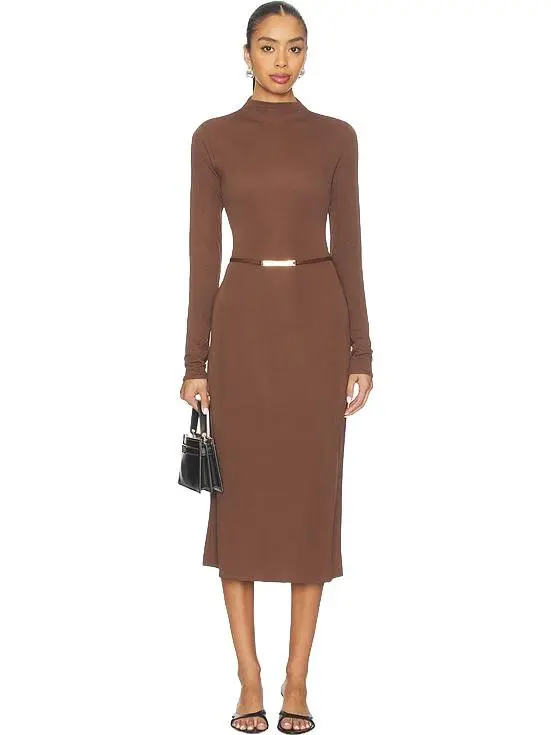 L'academie By Marianna Lune Midi Dress - Chocolate Brown
